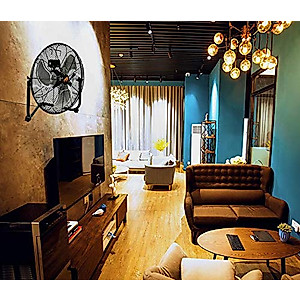 Aain(R AA010 20'' High Velocity Floor Fan, 6000 CFM Industrial Metal Fans for Industrial Garage Shop, 3 Speed Settings, Black