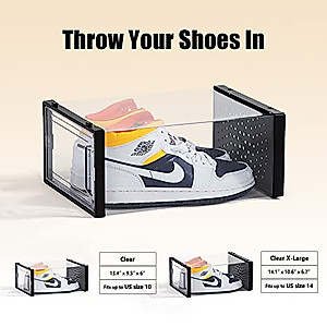 MMBABY 24 Pack Shoe Storage Box Shoe Box Clear Plastic Stackable Drop Front Shoe Organizer