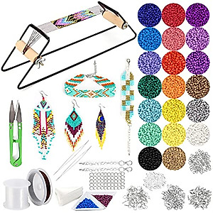 PP OPOUNT Bead Loom Kit, Beading Supplies with 9700 PCS Seed Beads, Tray, Scissors Making Accessories, Beading Loom Kits for Adults Jewelry Making Bracelets Belts