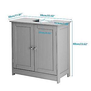 VINGLI Under Sink Bathroom Cabinet Pedestal Sink Free Standing Storage Cabinet Organizer with with 2 Doors Adjustable Shelf Modern Grey Small Bath Sink Cabinet Space Saver 23.6" x 11.8"x 23.6"