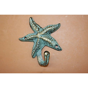 Vintage-Style Cast Iron Bronze-Look Starfish Bath Hooks, 4 1/2", Set of 2