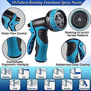 Expandable Garden Hose, Water Hose 50ft with Triple Layer Latex Core, Extra Strength Fabric Lightweight & No-Kink Flex Water Pipe with 10 Function Nozzle