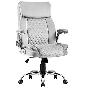 HOMYEDAMIC Velvet Ergonomic Office Chair, Adjustable Arms Wide Managerial Executive Home Desk Computer Chair Big and Tall with High Back Lumbar Support Wheels Comfortable(7013-Grey1)