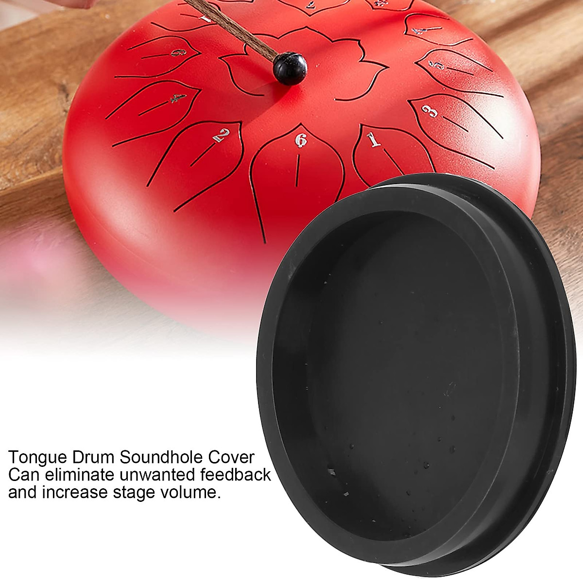 Tongue Drum Base Cover Accessory, Rubber Tongue Drum Bottom Cap Handpan Soundhole Cap Handpan Sound Cap for Spiritual Rehabilitation for Yoga Practice(75mm inner hole)