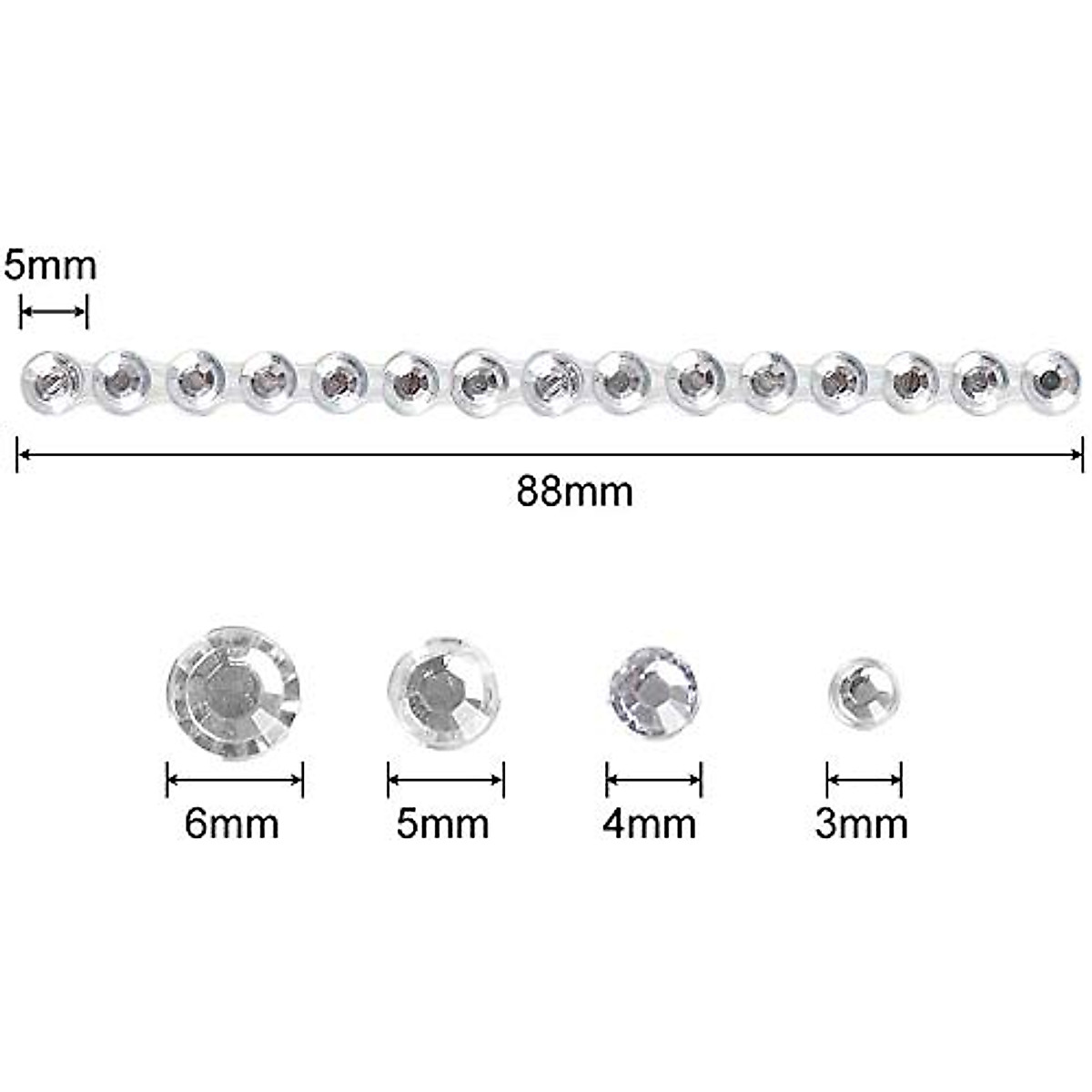 OUTUXED 1725pcs Clear Rhinestones Stickers Self Adhesive Bling Gems Jewels Stickers, Stick on Rhinestone Strips for Hair Face Nail Makeup Clothes Shoes Bags DIY Craft, Assorted Size