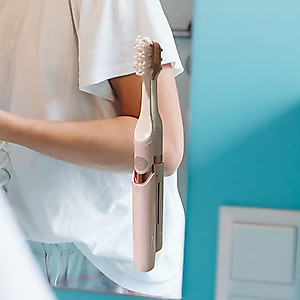 SnapWhite Pinky Quip-Like Rechargeable Electric Toothbrush for Adults/Kids, Soft Nylon and Rubber Bristles for Deep Cleaning, Quadrant Method Timer, Wall Mount/Travel Cover, Rose Gold