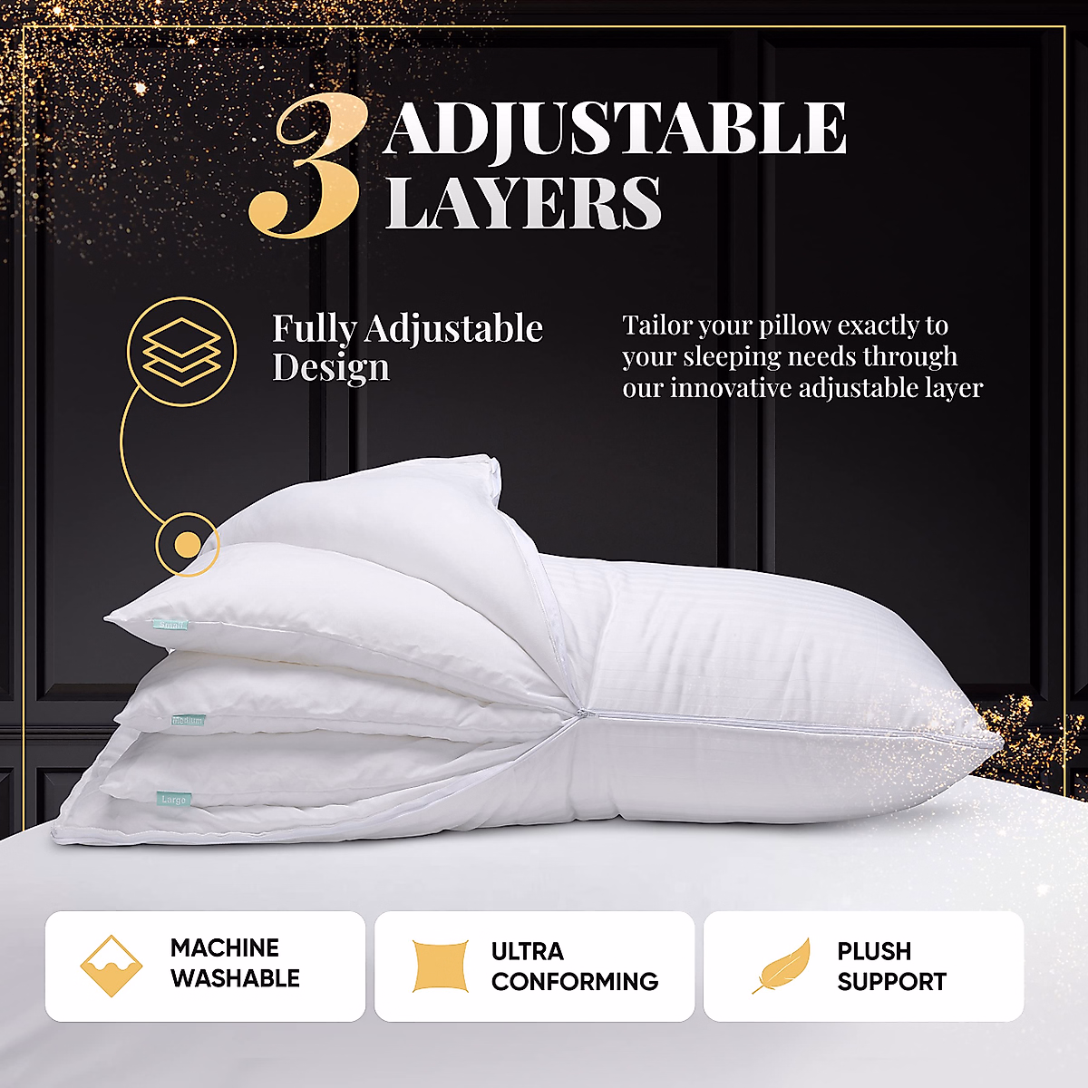 EverSnug Adjustable Layer Pillows for Sleeping - Set of 2, Cooling, Luxury Pillows for Back, Stomach or Side Sleepers (King (Pack of 2))