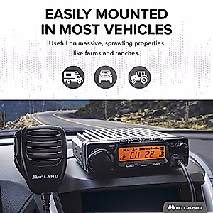 Midland – MXT400 - 40 Watt GMRS MicroMobile Two Way Microphone Radio - Off Roading Outdoor Boat Ranches Tractors Radio - 8 Repeater Channels NOAA Weather Alerts- Compatible GMRS Walkie Talkies