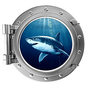 OFISSON - 4 Pieces Bedroom 3D Wall Stickers - Porthole Sea Life Art Sticker 3M for Kids (Girls and Boys) Playroom (12” Diameter Each)