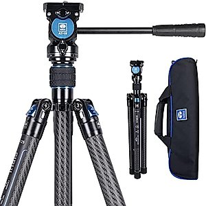 SIRUI Carbon Fiber Tripod Lightweight 2lbs with Panoramic Video Head, 59.8” Compact Camera Tripod Quick Release Leg Setup, Reversible Center Column, Reverse Folding Legs, Max Load 11lbs - Traveler X