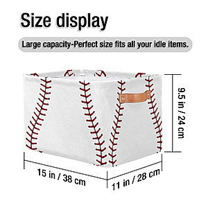 Foldable Storage Baskets, Baseball Cube Organizer Bins with Dual Handles Nursery Closet Shelf Storage Box for Clothing, Books, Cosmetic, Toys, 15"x11"x9.5"