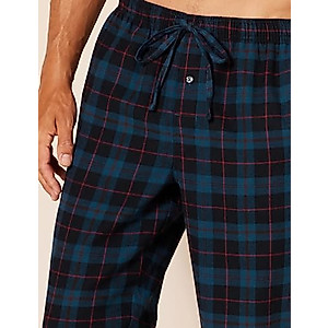 Amazon Essentials Men's Flannel Pajama Pant (Available in Big & Tall), Black Blue Plaid, X-Large
