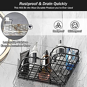 Corner Shower Caddy Shelf with Adhesive Hooks and Soap Dish,No Drilling RustProof Stainless Steel Shower Basket Shelves for Bathroom Storage Organizer