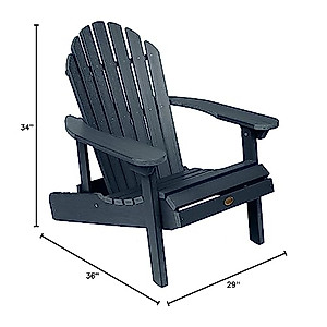 highwood Hamilton Made in The USA Folding and Reclining Adirondack Chair, Adult Size, Federal Blue