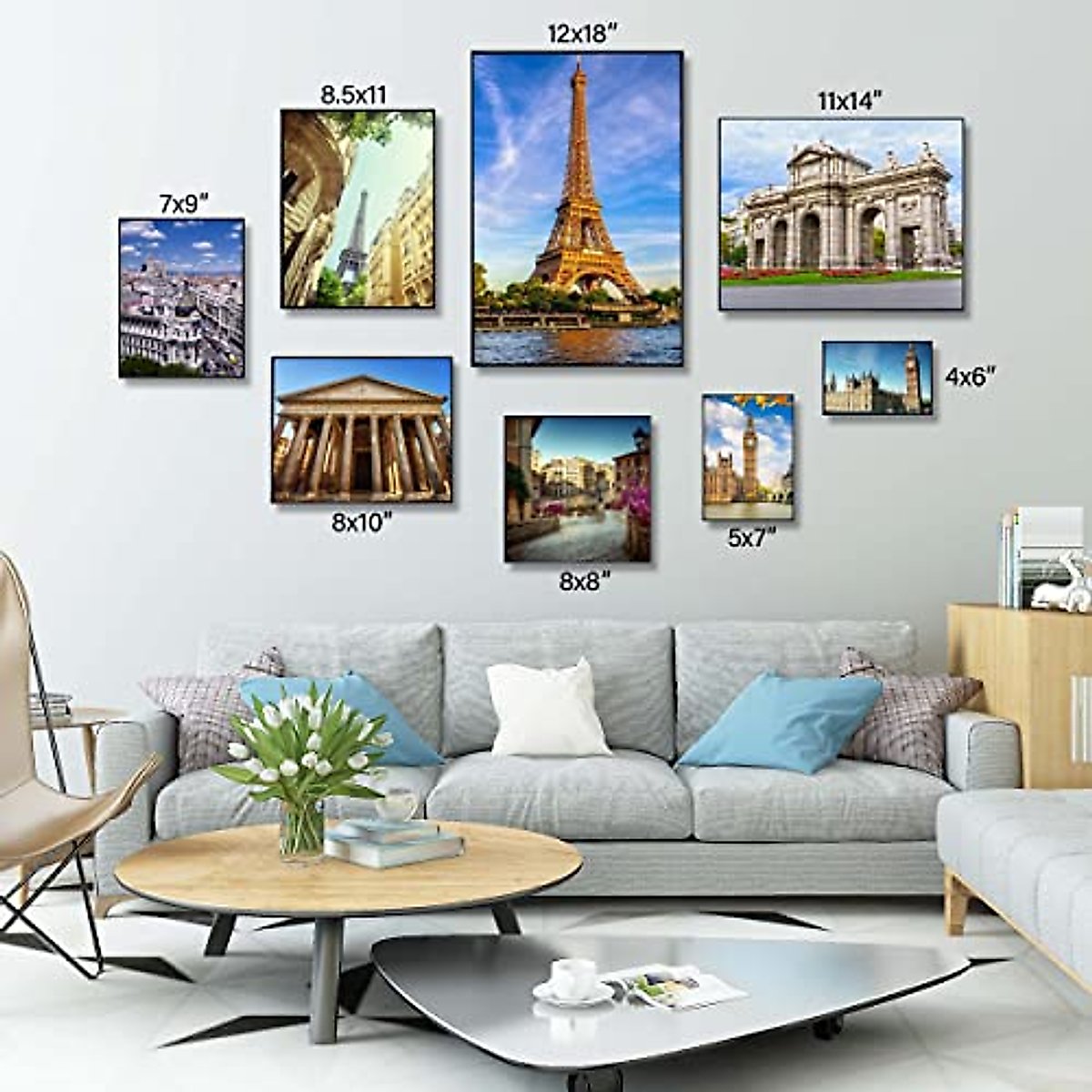 GOmaize Front Loading Black Picture Frame 4x6 Set of 10 Wall and Table Mounting