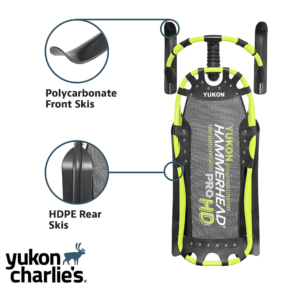 Yukon Charlie's Hammerhead Pro HD Sled | Single Rider, Speed and Steering Control, 52-inch x 22-inch