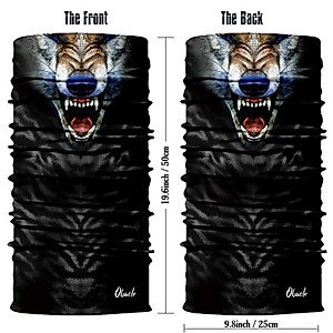 Obacle Motorcycle Face Mask Sun UV Dust Wind Protection Tube Mask Seamless Bandana Face Mask for Men Women Bike Riding Cycling Biker Fishing Outdoor Festival (Wolf Open Mouth Big Blue Nose)