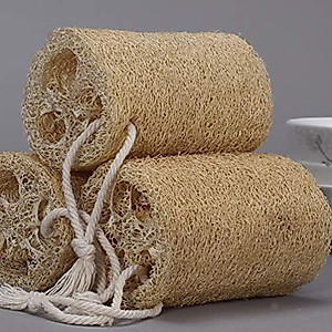 POPETPOP Bunny Chew Toys 3Pcs Hamster Chew Toys Natural Loofah Hamster Gnawing Treats Teeth Grinding Toys for Gerbil Rat Guinea Pig Chinchilla 10CM Rabbit Toys Loofah