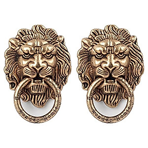 [2 Pack] Lion Head Cell Phone Ring Holder Stand, Finger Ring Kickstand with Polished Metal Phone Grip, Smartphone Accessories（Black Gold）