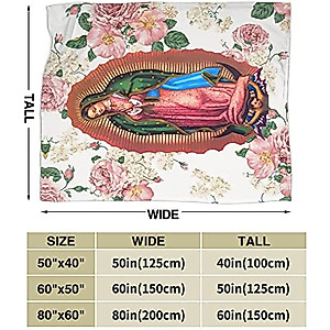 Virgin Mary Our Lady of Guadalupe Virgen De Guadalupe Blankets Flannel Fleece Blanket Soft Lightweight Plush Christmas Throw Blankets for Women Men Kid Warm Cozy 50"x40" Microfiber Blankets for Bed