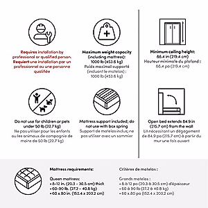 Bestar Pur Queen Murphy Bed and 2 Shelving Units, 115-inch Space-Saving Wall Bed with Storage