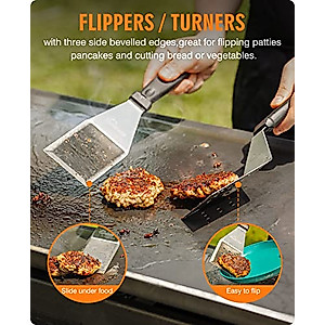 homenote Griddle Accessories Kit, Exclusive Griddle Tools Spatulas Set for Blackstone - 8 Pcs Commercial Grade Flat Top Grill Accessories - Great for Outdoor BBQ, Teppanyaki and Camping