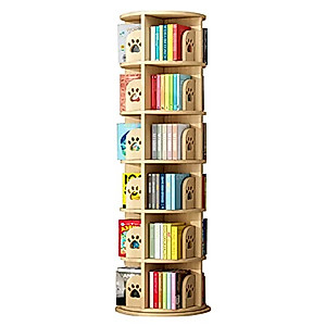 Small Bookshelf for Kids 360° Rotating Bookcase Children's Bedroom Bookcase Home Living Room Corner Bookcase Floor Simple Library (Color : Wood Color, Size : 50.5 * 191.6cm)