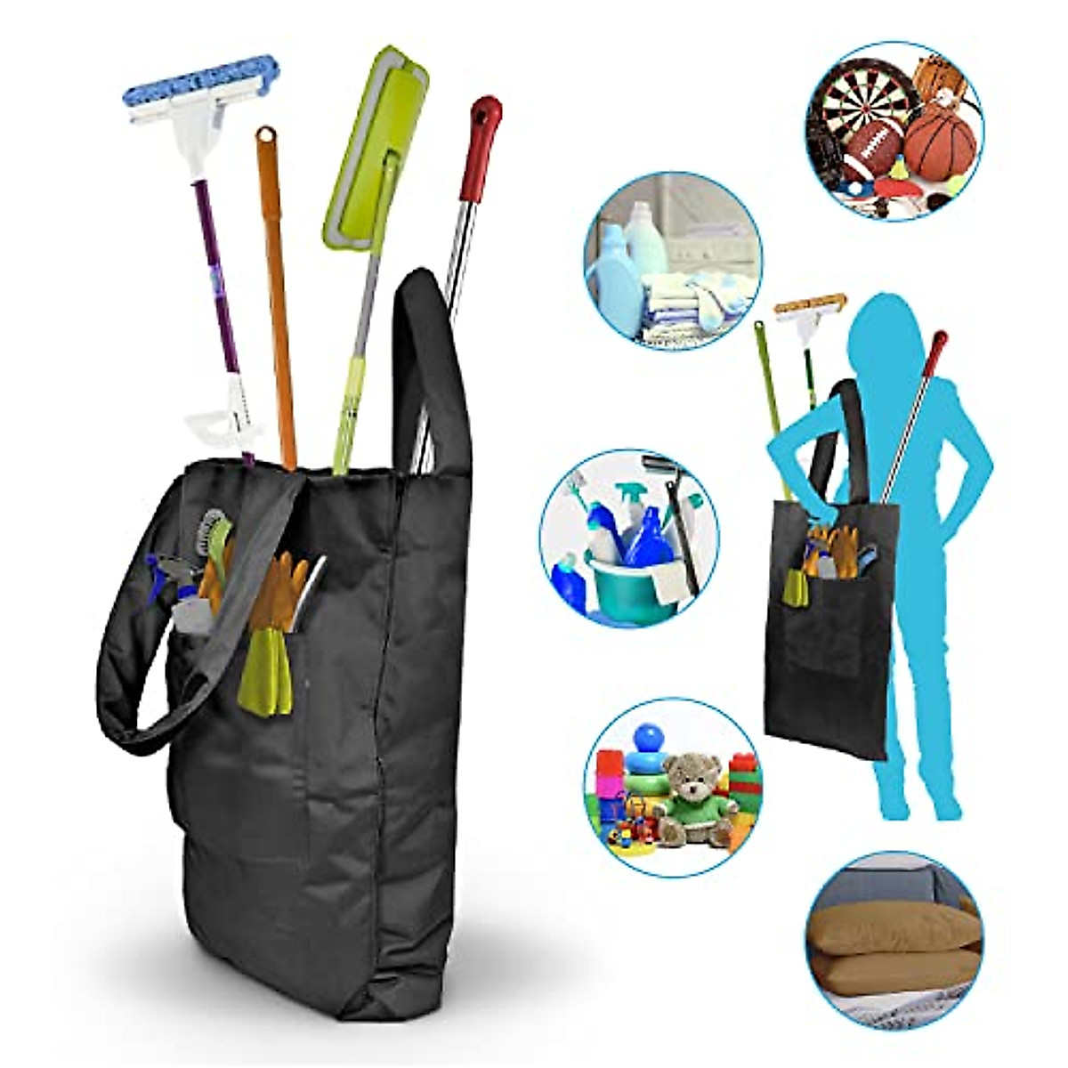 Over-the-Shoulder Multipurpose Extra Large Waterproof Laundry Storage Utility Bag, Caddy, Hamper
