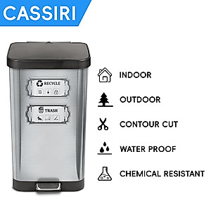 Recycle Stickers for Trash Bins - 4-Piece Set, Recycle Sticker Standard Garbage Signs Sticker, Trash and Recycle Stickers Waterproof Strong Adhesive, Recycling Stickers for Trash Can (Round)