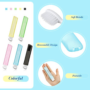 5 Pieces Travel Toothbrush Folding Toothbrush Soft Travel Toothbrush with Box Toothbrush Travel Case Potable Camping Toothbrush for Kids Teen Travel Camping Hiking School Business Trip Hotels 5 Colors