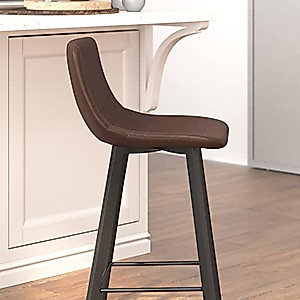 Flash Furniture Caleb Modern Armless 24 Inch Counter Height Stools Commercial Grade w/Footrests and Matte Metal Frames, Set of 2