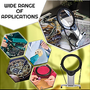 ARSUK Magnifying Glasses with Light, Hands-Free Neck Magnifier for Reading Sewing Cross Stitching Needlework Crafts Hobby Jewelry Repair, 2X 6X Magnification Hanging Cord & Desk Stand