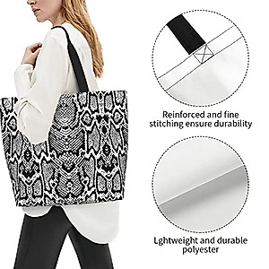 Gelxicu Snake Shoulder Tote Bags Snake Skin Casual Bag Shoulder Handbags Shopping Women Grocery Bags