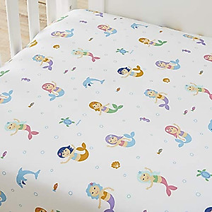 Wildkin 100% Microfiber 3 Pc Crib Bed In A Bag for Toddler Boys and Girls, Bedding Set Includes Printed Comforter, Fitted Bottom Sheet and Coordinating Crib Skirt, Olive Kids (Mermaids)