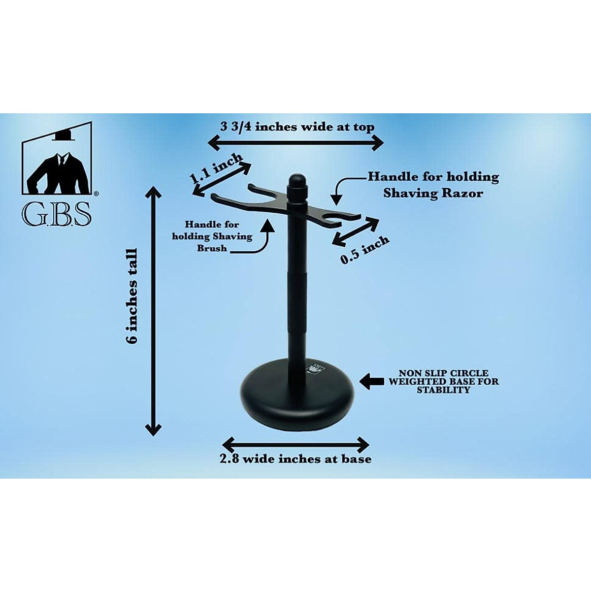 G.B.S Dual Stand for Razor & Brush Stand, Classic Black Matte