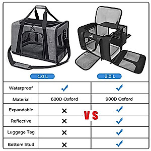 Wakytu Pet Carrier for Medium Large Cats and Dogs, Dog Carrier Travel Bag with Adequate Ventilation, 5 Mesh Windows, 3 Entrance, Locking Safety Zippers, Padded Shoulder and Carrying Strap, Large