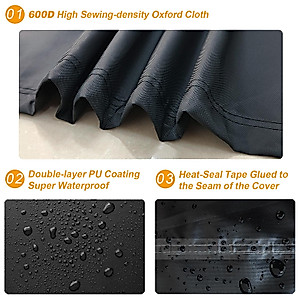 Kipiea 600D Patio Furniture Covers Waterproof Winter, Outdoor Furniture Set Covers for Table Chairs, Heavy-Duty Outdoor Sofa Covers with Anti UV and No Tears, No Fading (98" L x 98" W x 28" H)