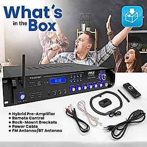 Pyle Bluetooth Hybrid Amplifier Receiver - 3000 Watt Home Theater Pre-Amplifier with Wireless Streaming Ability, MP3/USB/SD/AUX/FM Radio - P3001BT