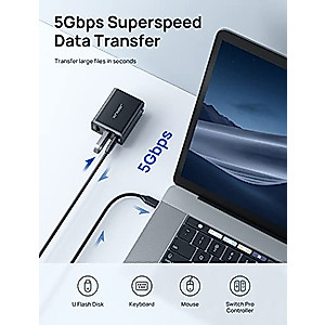 Charger Dock for Nintendo Switch, JSAUX 3-Port 45W GaN Switch Dock Set [USB-C/USB 3.0/4K HDMI] with Extention Cable and Adapter Compatible with Switch, MacBook Pro/Air, and iPad and Galaxy