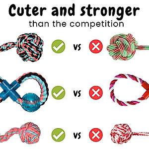 Otterly Pets 9-Pack Durable Dog Rope Toys for Aggressive Chewers – 100% Cotton, Machine Washable Tug of War and Fetch Toys for Small to Medium Dogs and Puppies