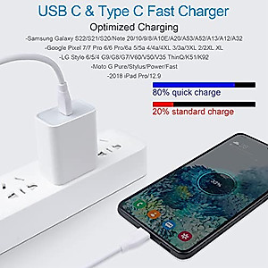 USB C Fast Charger for Google Pixel 7 7 Pro 6 6 Pro 6a 5 4 4A 4XL 3 3A 3XL 2 XL, Pad Pro, Samsung Galaxy A14 5G A13 A53 A03s S23 S22 S21 S20 FE A54, 20W 3A PD Power Adapter with 6FT Type C to C Cable