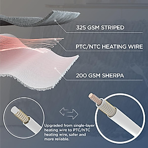 Bedsure Heated Blanket Electric Throw - Thick Striped Flannel, Fast Heating Electric Blanket with 6 Heating Levels, 4 Time Settings, and Adjustable 3-Hour Auto-Off (50x60 inches, Grey)