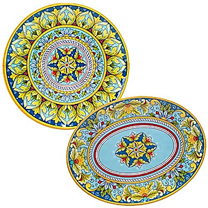 Certified International Palermo Melamine Platter Set, Multicolor, Large, 2 Piece