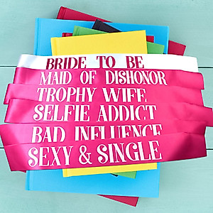 12 PCS Bachelorette Sashes Set, Bride to Be Team Bride Sash Maid of Honor Bridesmaid Sash for Bridal Shower and Hen Party Decorations Favors, Hot Pink