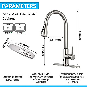FGKQ Touchless Kitchen Faucet with Pull Down Sprayer, Brushed Nickel High Arc Single Handle Single Hole Commercial Kitchen Sink Faucet for Bar rv