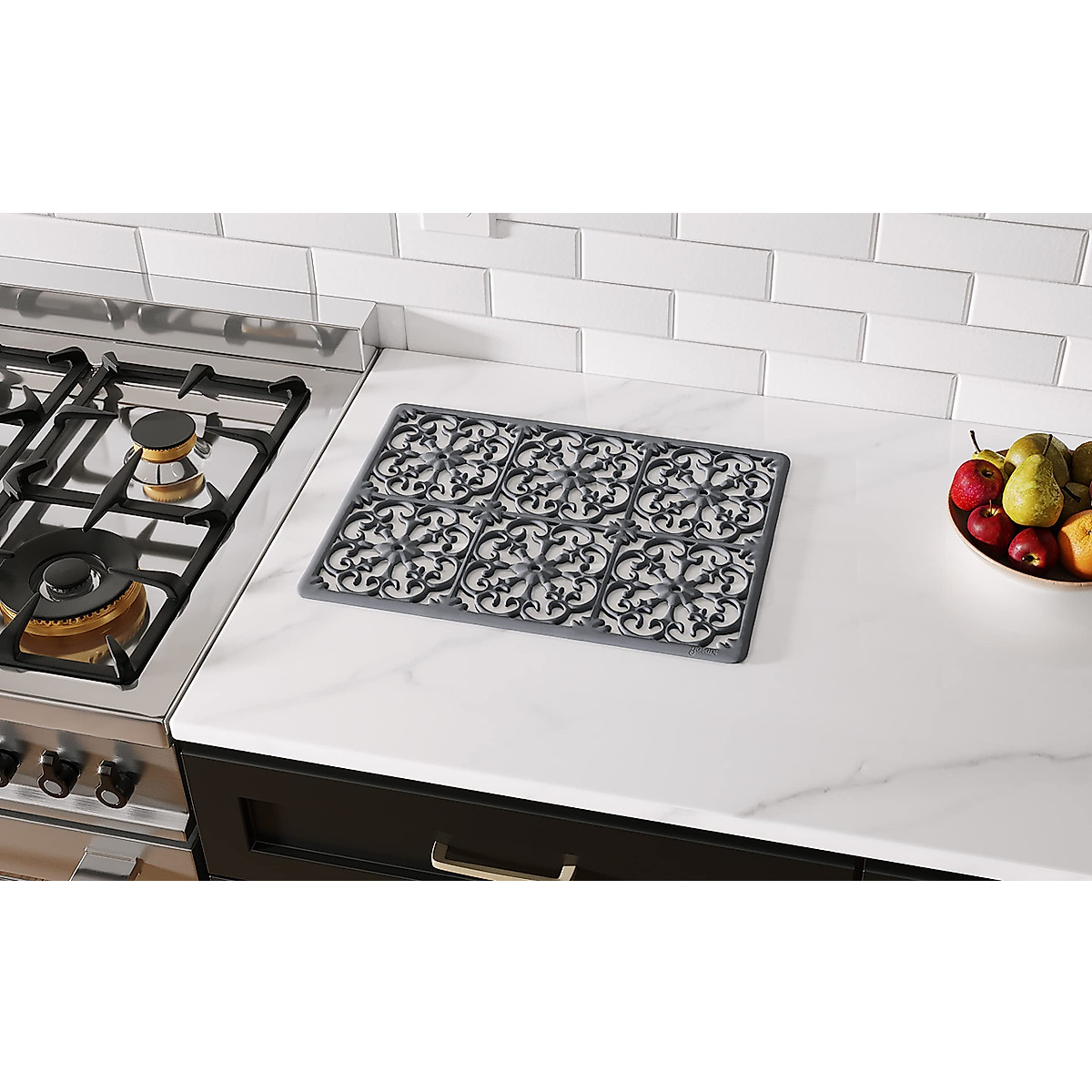 GASARÉ, Extra Large, Thick, Silicone Trivet for Hot Dishes, Pots, and Pans, Heat Resistant Mat for Countertop, Hot Pad for Kitchen, Easy to Clean, 16 x 12 x 3/8 Inches, Gray