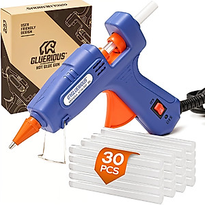 Gluerious Mini Hot Glue Gun with 30 Glue Sticks for Crafts School DIY Arts Home Quick Repairs, 20W, Blue