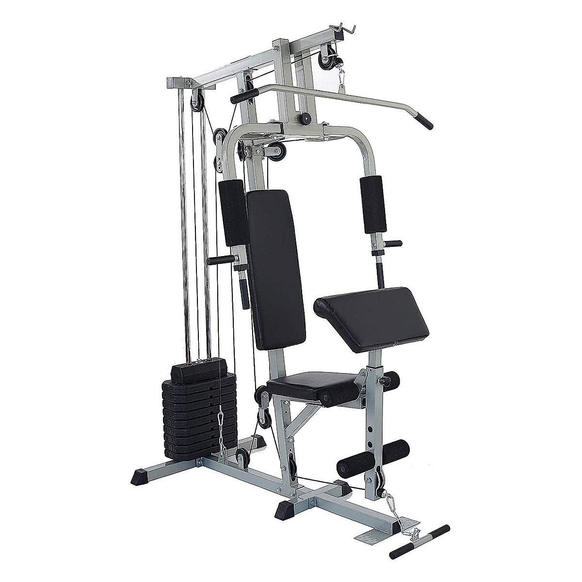 BalanceFrom Multifunctional Home Gym System Workout Station with Leg Extension and Preacher Curl, 122.5LB Weight Stack, Model 980