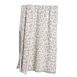 Barefoot Dreams CozyChic Barefoot in The Wild Throw One Size,Leopard/Stone/Cream,CozyChic BITW Adult Throw Leopard