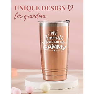 Onebttl Gammy Gifts for Grandma, Insulated Stainless Steel Wine Tumbler with Lid, For Grandma on Birthday, Mother’s Day, Christmas gifts, Rose Gold, (20 oz) My favorite people call me Gammy